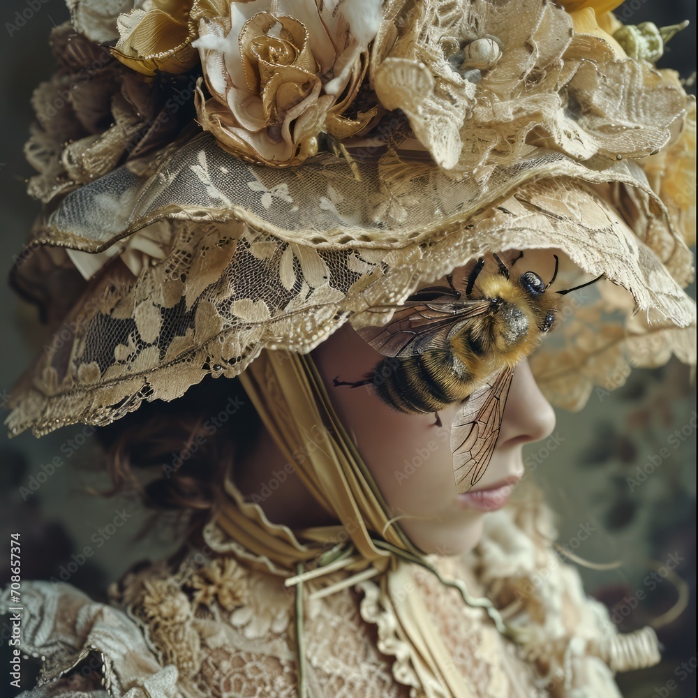 A close-up photograph highlighting the intricate details of a bee ...