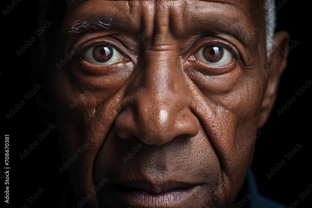 Portrait of an Elderly Black Person with Eyes Revealing Generations of ...