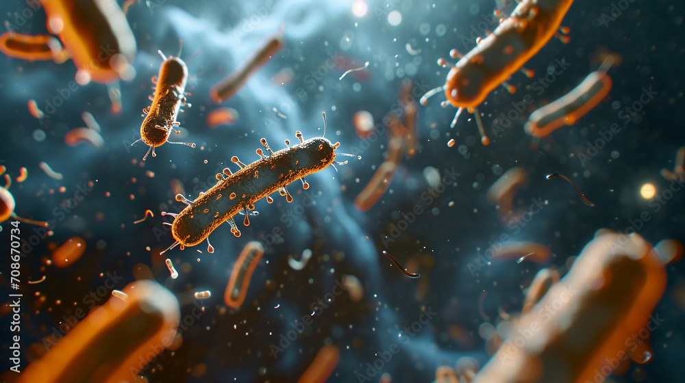 A macro shot of rod-shaped bacteria on a glass surface reveals the ...