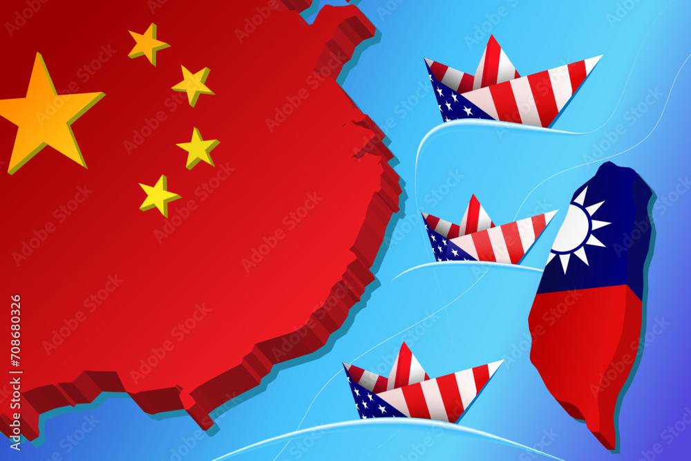 map of mainland China and Taiwan island, United States Navy in the ...