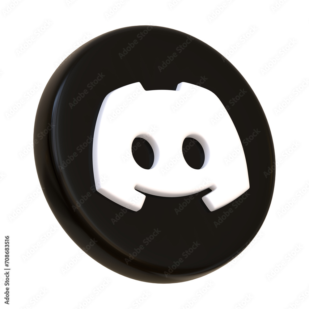 Black volumetric Discord icon isolated on white background. Social ...