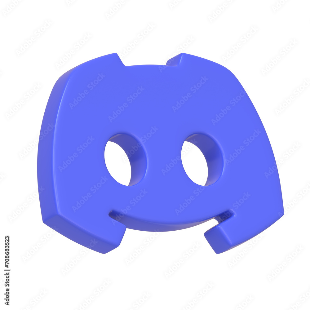 Purple volumetric Discord icon isolated on white background. Social ...