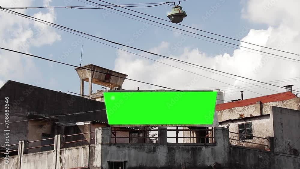 Vidéo Stock Billboard Green Screen On An Ancient Building. You can ...