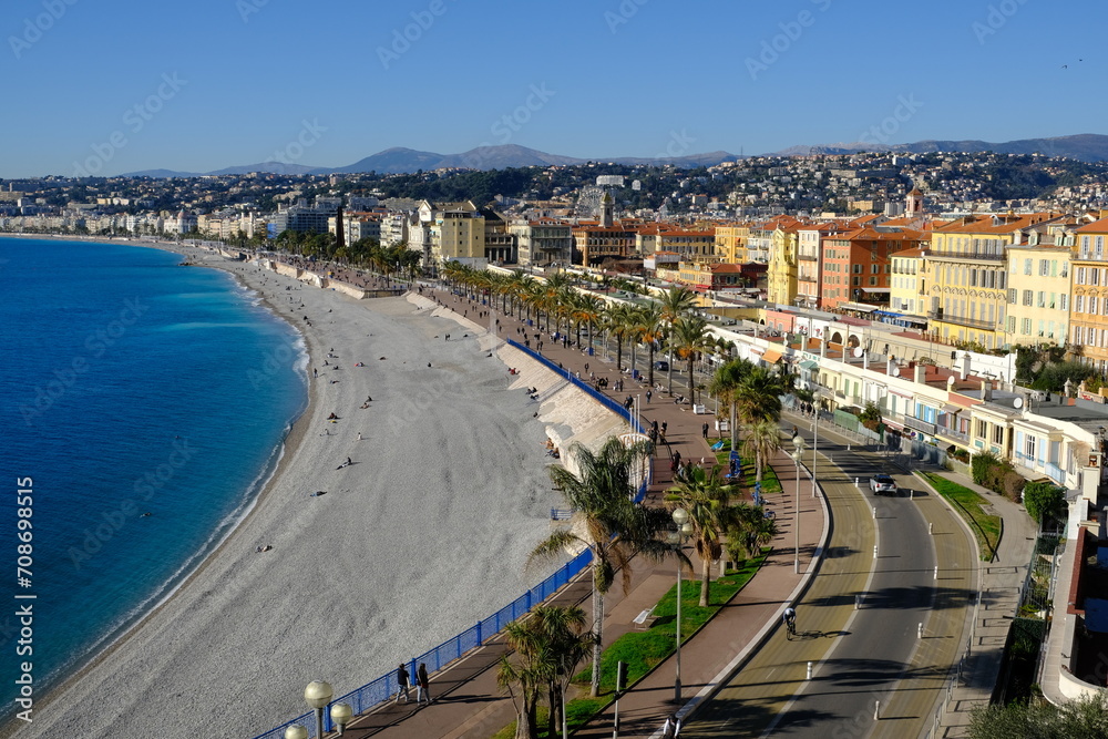 Nice, French Riviera, France seafront and beach Stock Photo | Adobe Stock