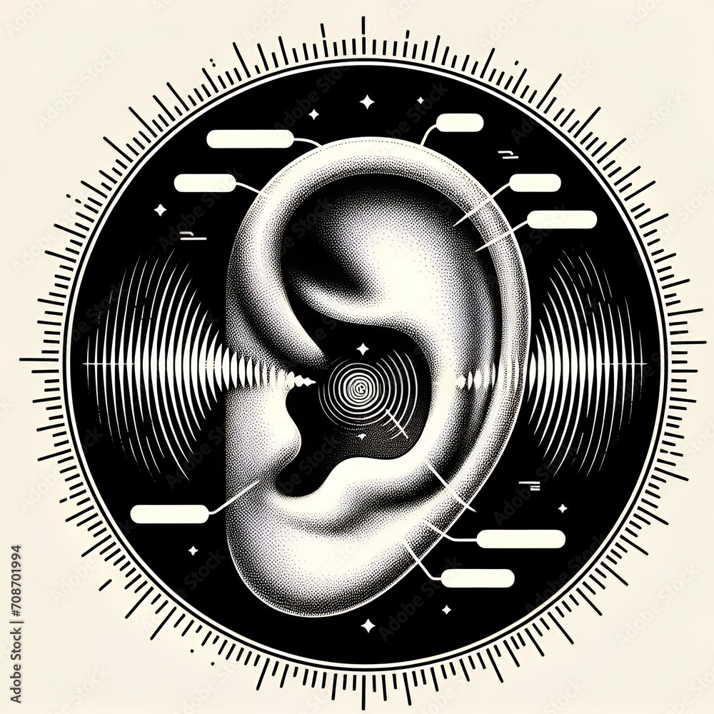 External Human Ear Anatomy Close-up with Label Space. Conversation, the ...