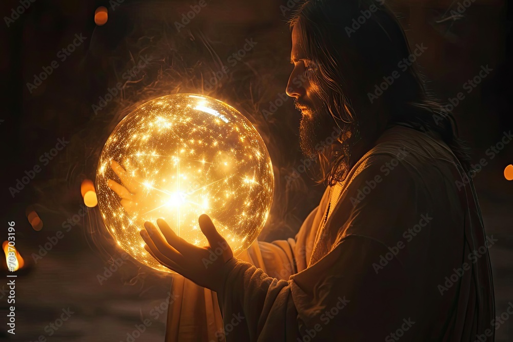 Jesus in a glowing Celestial orb Symbolizing divine presence Stock-Foto ...