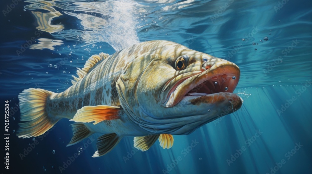 a large fish with it's mouth open and it's mouth wide open above the ...