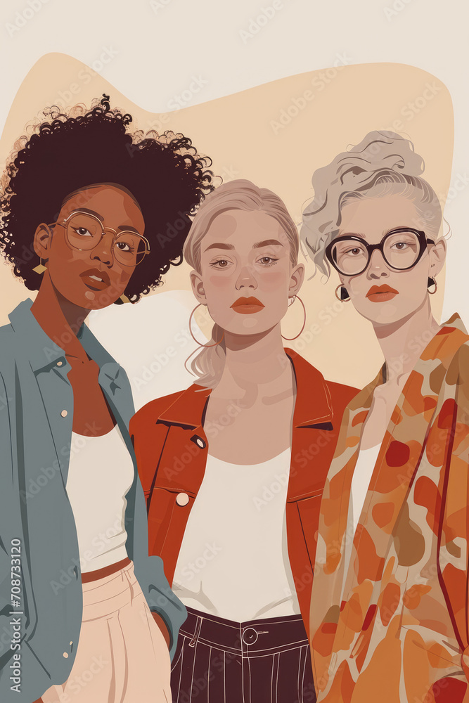 group of strong diverse confident women for empowerment feminism ...