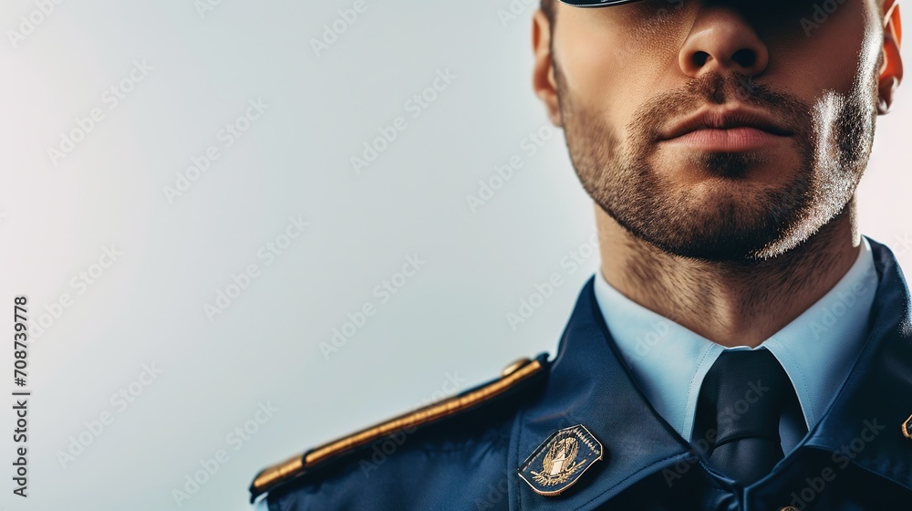 This is a close-up image showing the lower half of a man's face who ...