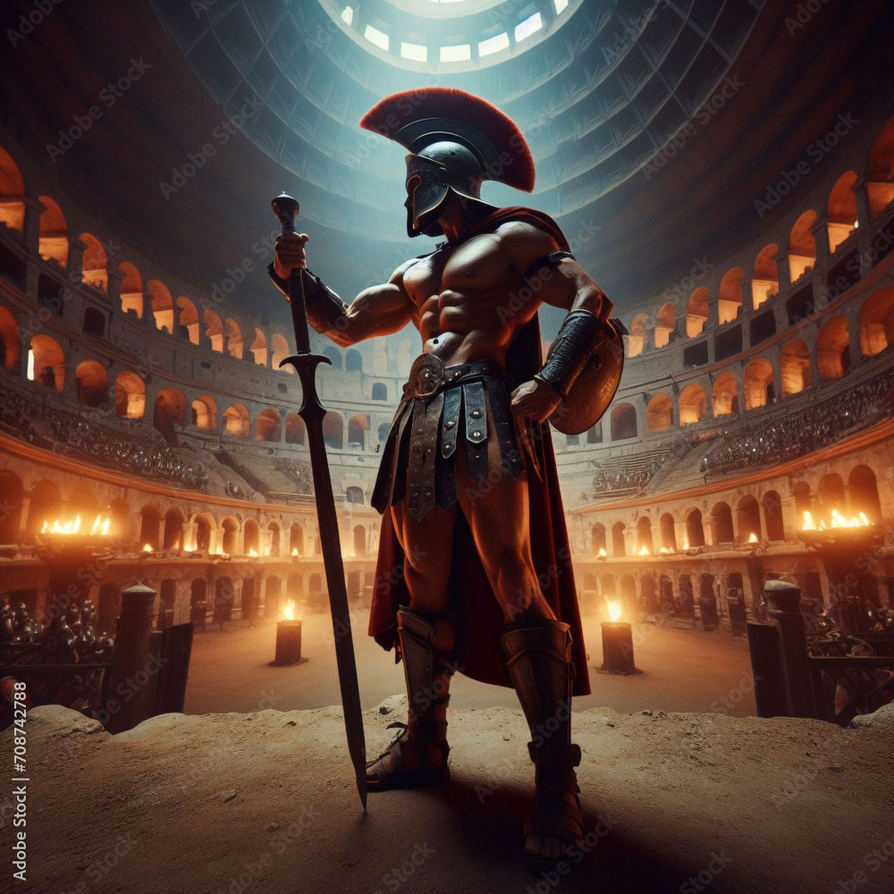 Roman gladiator inside the coliseum, Gladiator inside battle arena ...