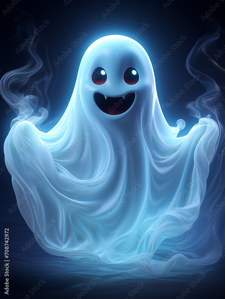 Cute funny happy fantasy smiling animated ghosts. disembodied and ...