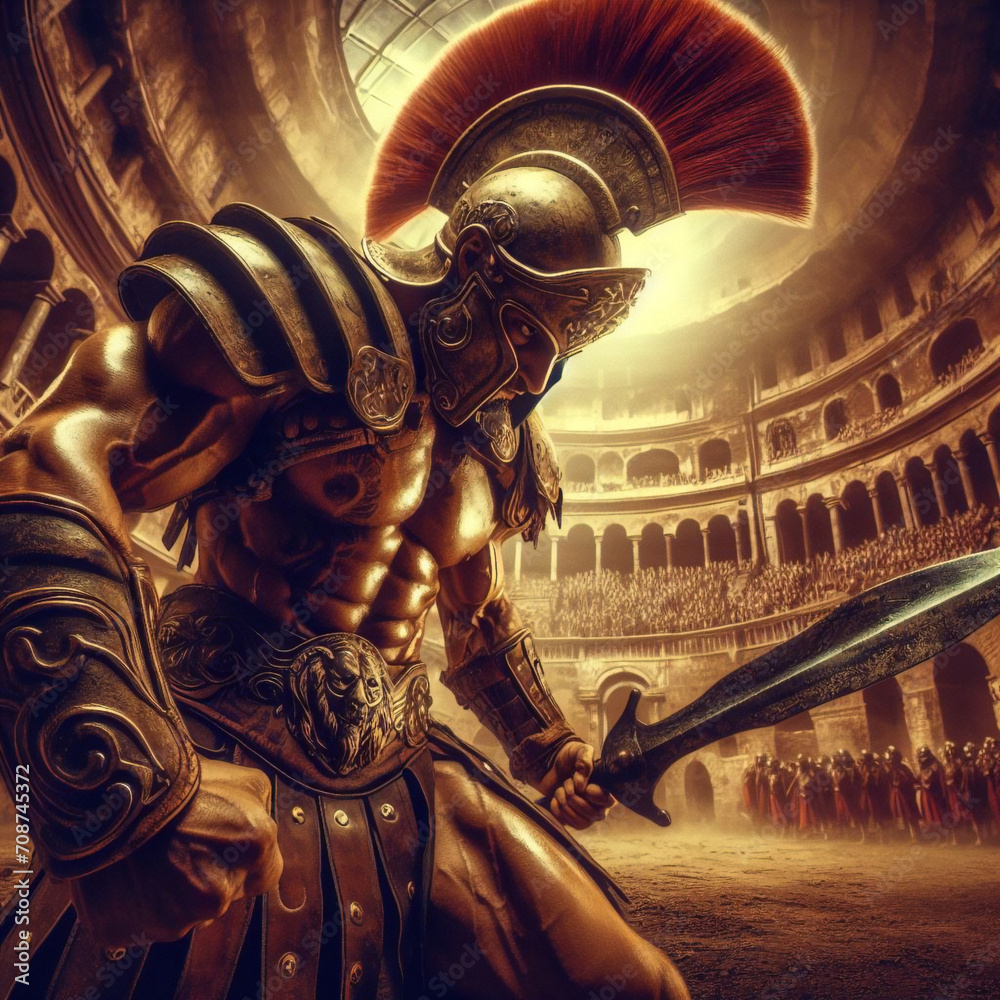 Roman gladiator inside the coliseum, Gladiator inside battle arena ...