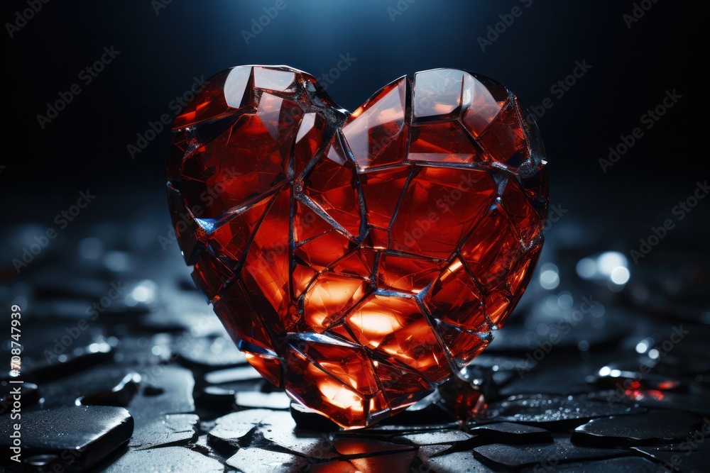 Broken glass heart. Living through breakup. Suffering. Termination of ...