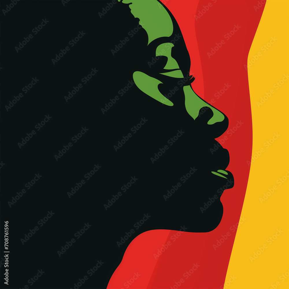 Black History Month poster with black silhouette of African woman on ...