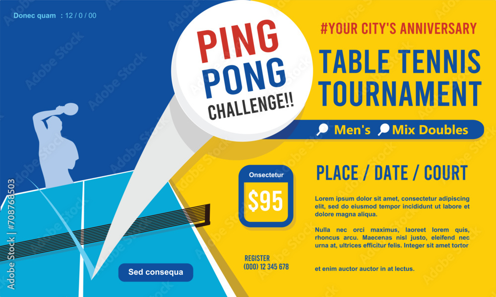 Great attractive table tennis pingpong flyer banner design for any ...