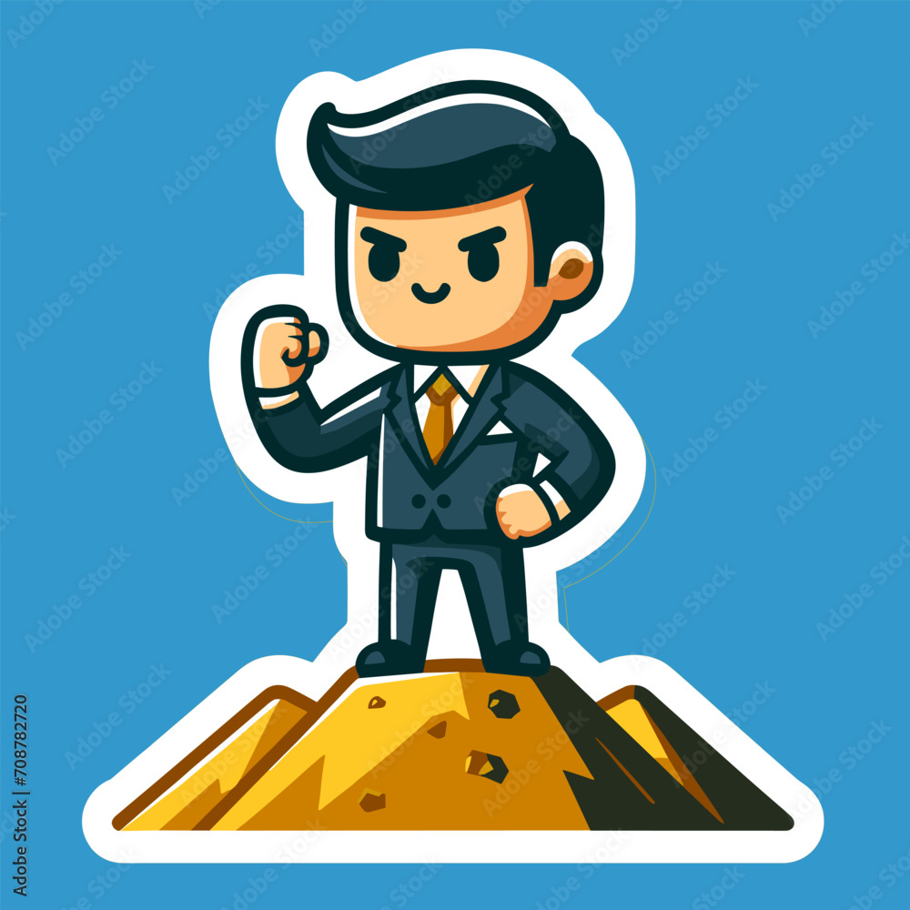 a businessman with a flag is a symbol of leadership and victory in ...