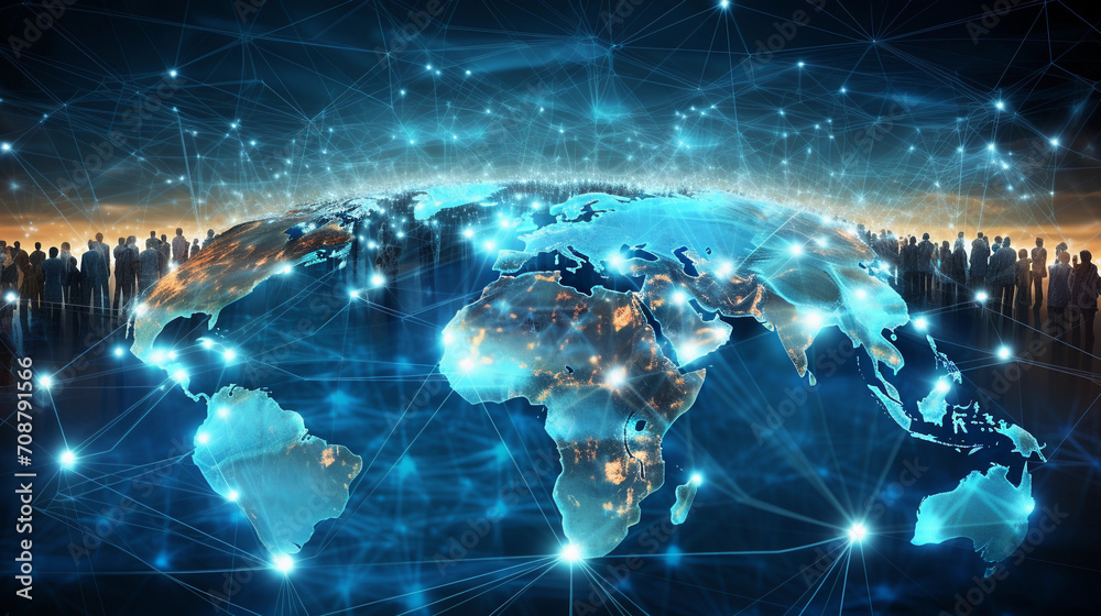 world connected through web3, world map that lights up when interacted ...