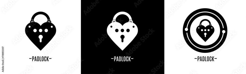 Padlock logo set. Collection of black and white logos. Stock vector ...