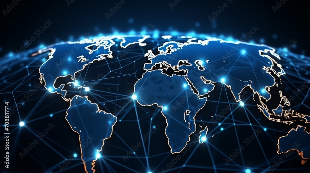 Interactive global network map with illuminated connections ...