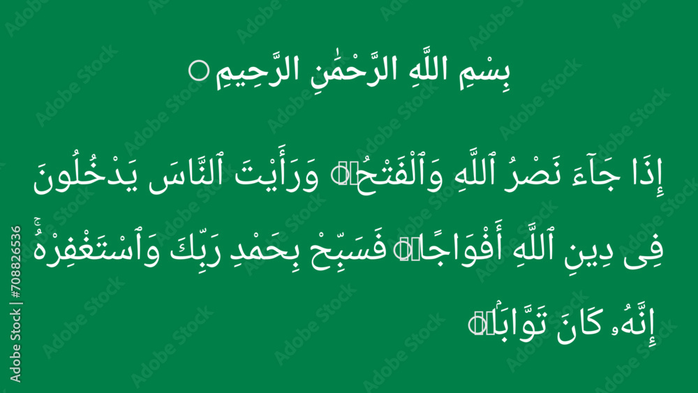 Surah An-Nasr on green background, Sura Nasor vector illustration ...