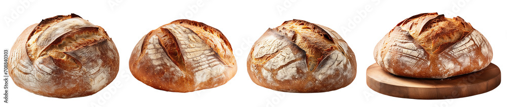 artisanal sourdough loaves of bread front view isolated on a ...