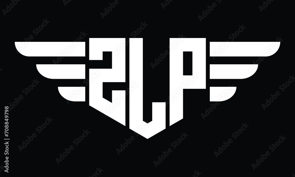Vecteur Stock ZLP three letter logo, creative wings shape logo design ...