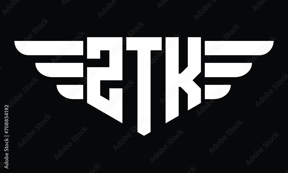 Vecteur Stock ZTK three letter logo, creative wings shape logo design ...
