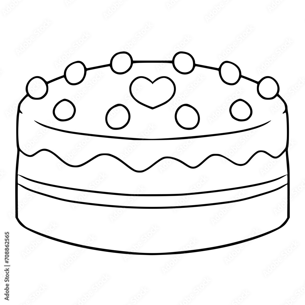 cake illustration hand drawn outline sketch vector Stock Vector | Adobe ...