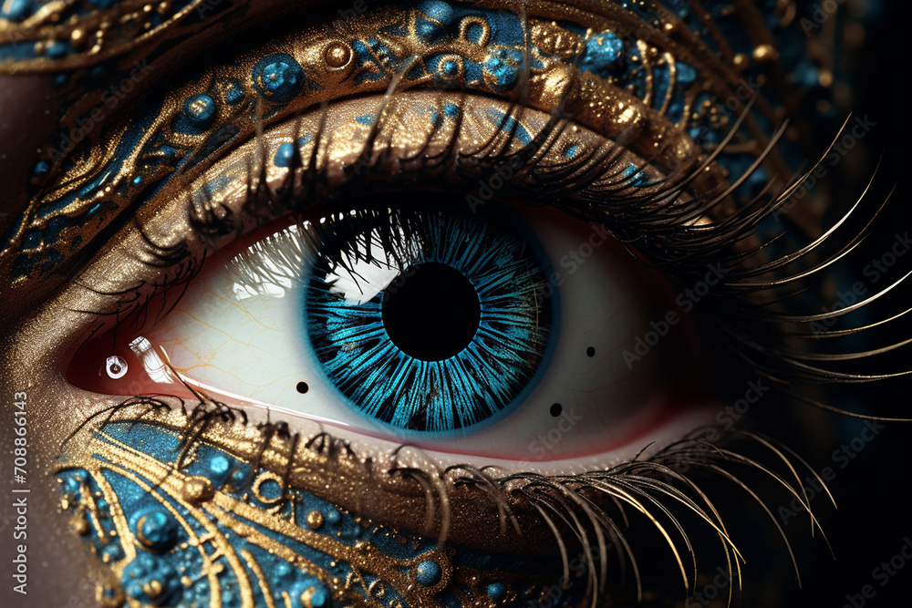 A surreal digital rendering of an eye with intricate fractal patterns ...