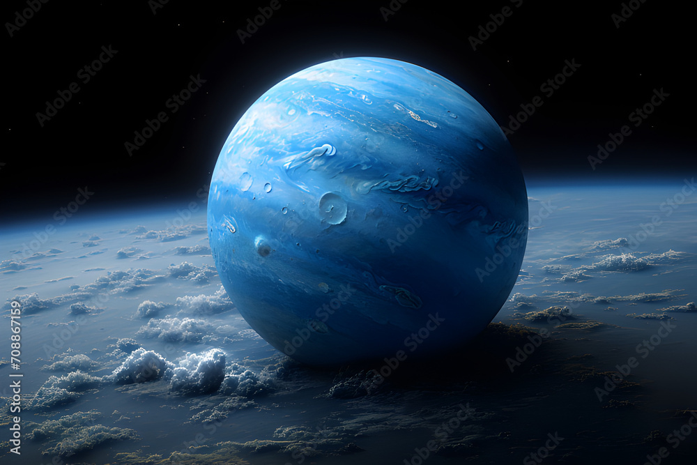 sunrise over the Neptune from space furnished by nasa, in the style of ...