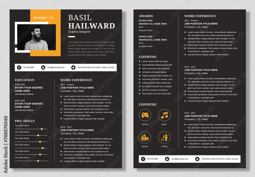 Modern CV Template Layout Stock Template | Adobe Stock