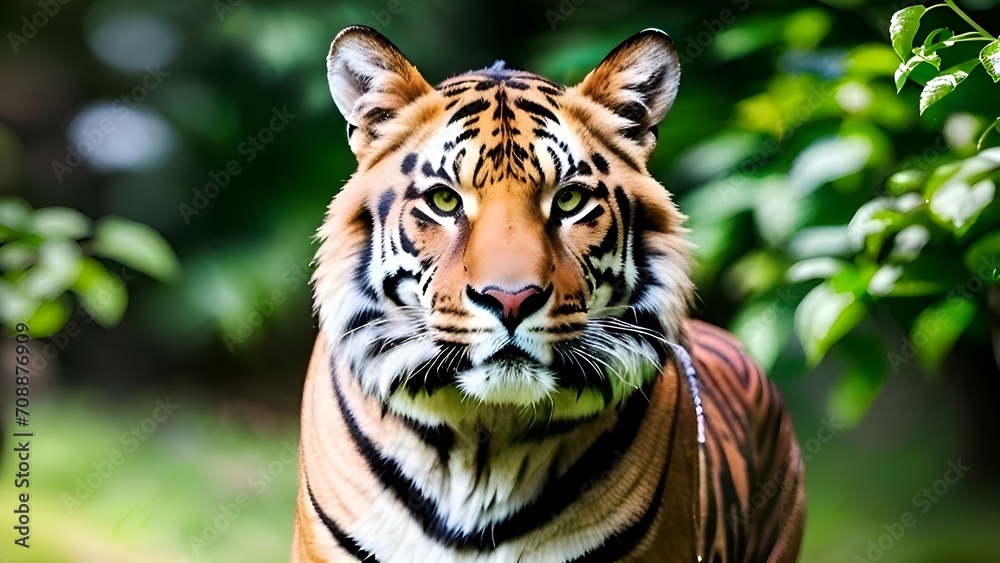 Generative ai. a tiger standing on a log in a forest, tiger, a tiger ...
