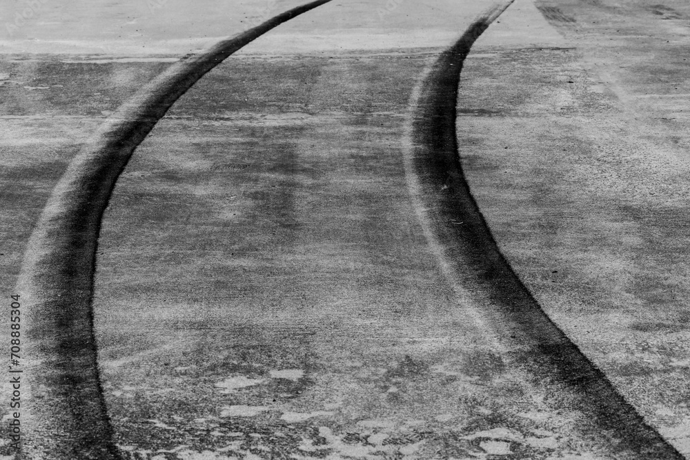 Tire track mark on asphalt tarmac road race track texture and ...