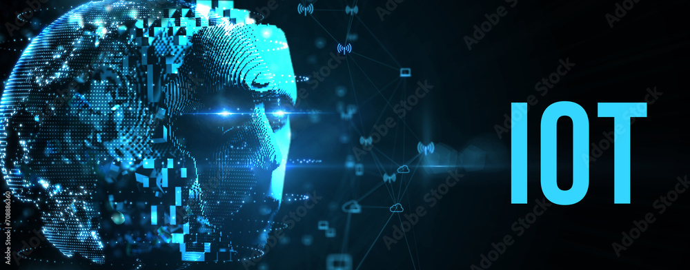 Internet of things - IOT concept. Businessman offer IOT products and ...