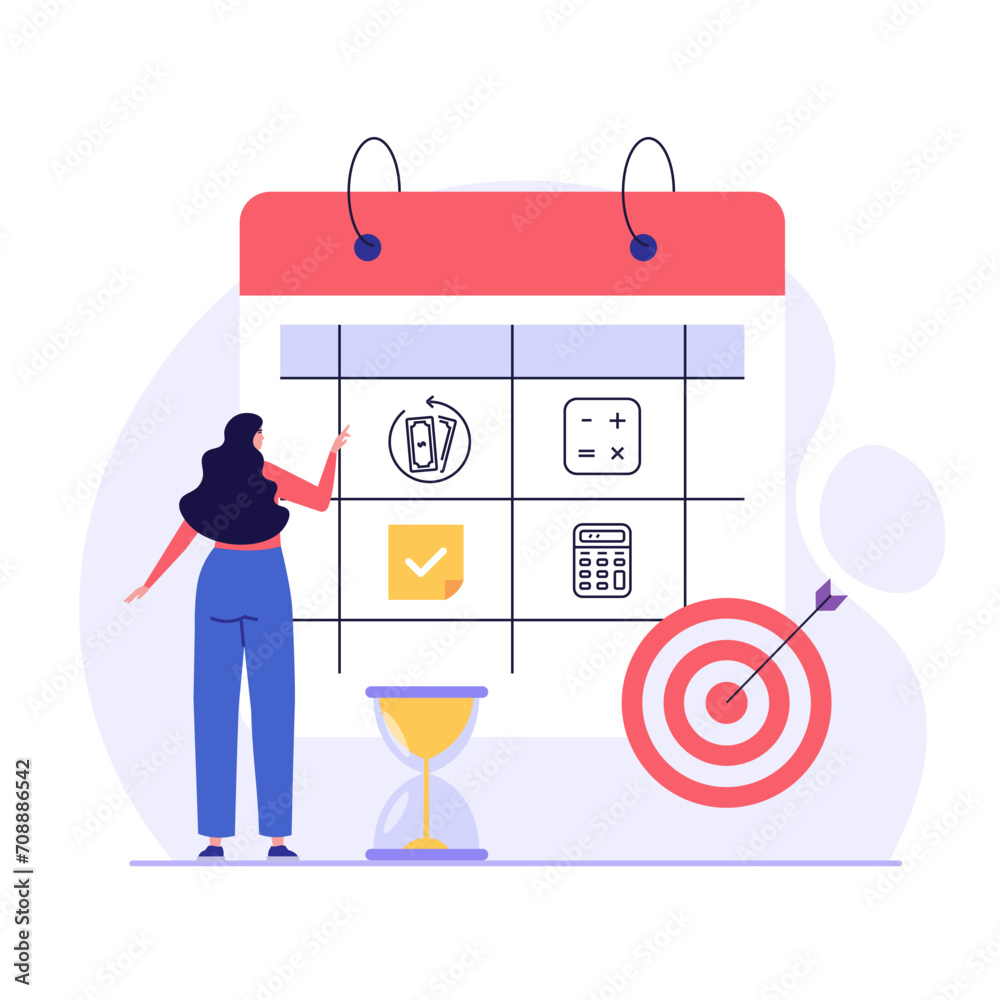 Planning schedule, business event and calendar concept. People with ...