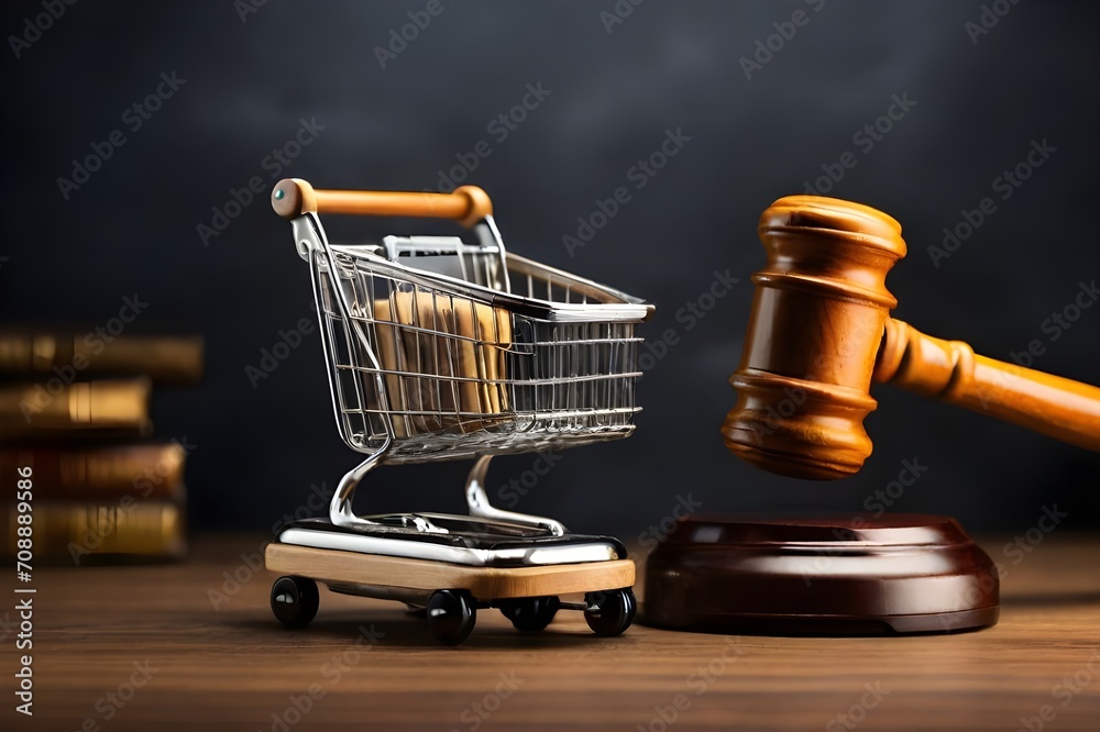 World consumer rights day march 10 Shopping cart and judge gavel for ...