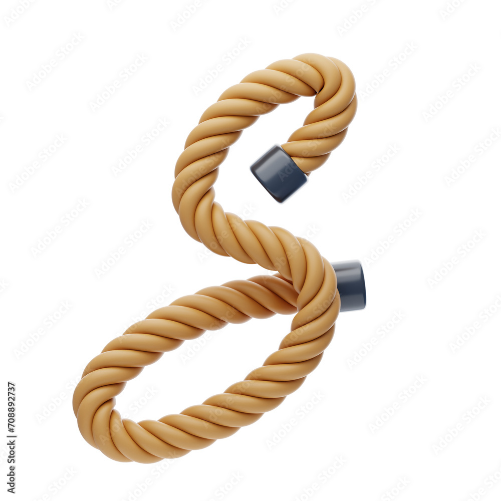 S Letter 3D Shape Rope Text. 3d illustration, 3d element, 3d rendering ...