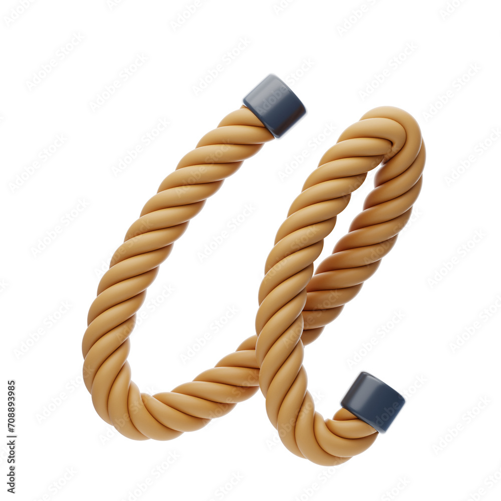 U Letter 3D Shape Rope Text. 3d illustration, 3d element, 3d rendering ...
