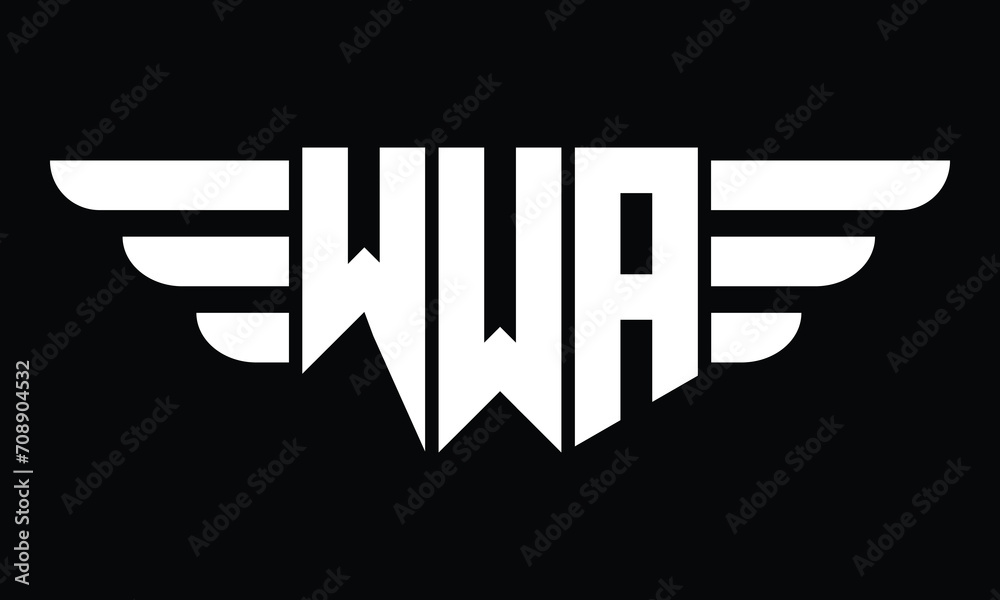 WWA three letter logo, creative wings shape logo design vector template ...