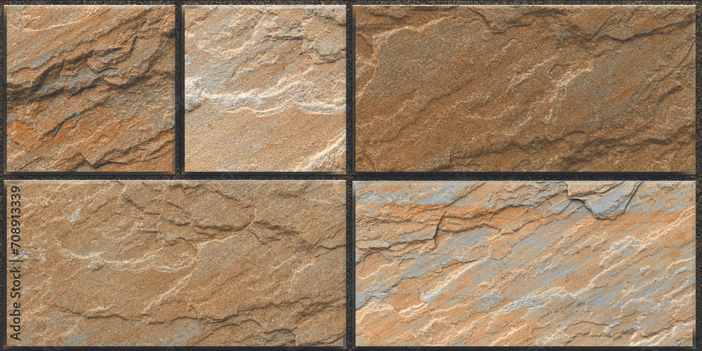 natural beige brown stone wall cladding, vitrified random parking tile ...