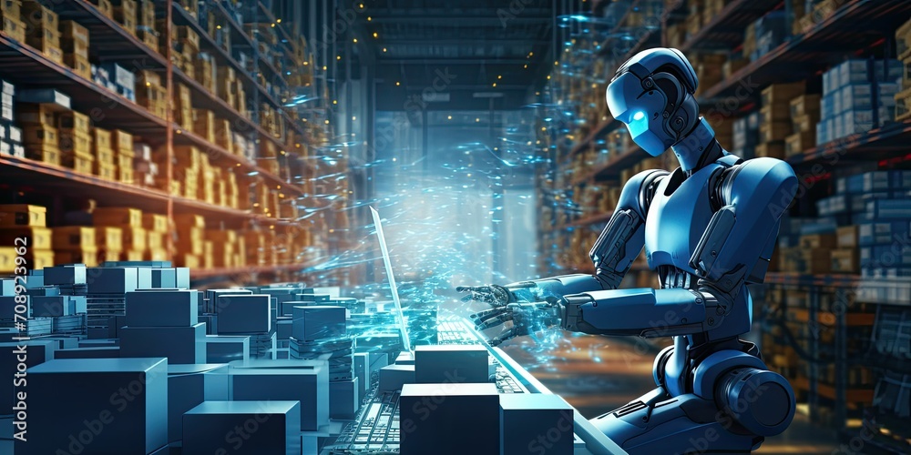 Artificial Intelligence (AI) in industry concept. AI technology ...