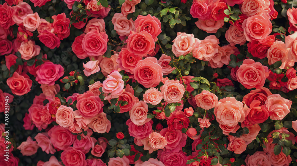 Natural fresh red roses flowers pattern wallpaper. top view, Red rose ...