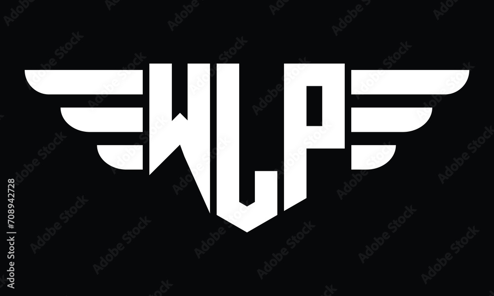 Vecteur Stock WLP three letter logo, creative wings shape logo design ...