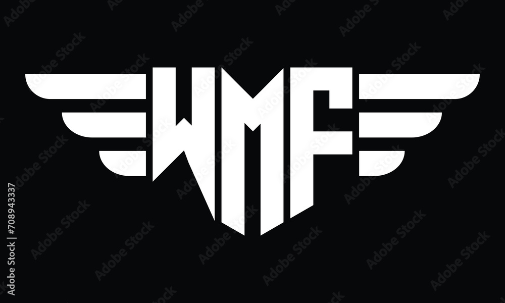 Vecteur Stock WMF three letter logo, creative wings shape logo design ...
