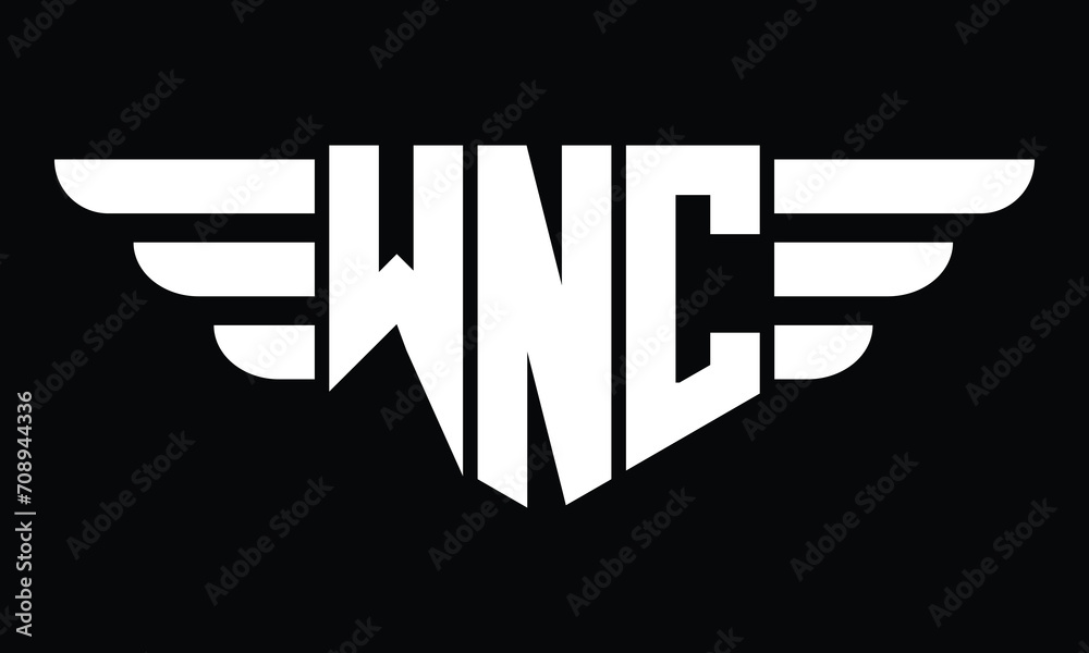 Vecteur Stock WNC three letter logo, creative wings shape logo design ...