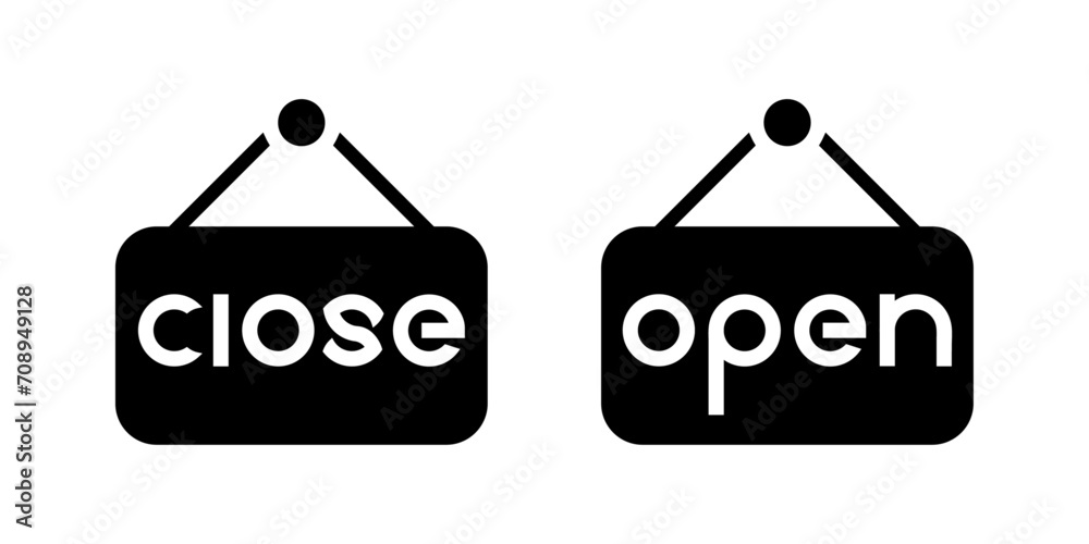 Open and close icon sets vector. Open and close hanger board icons on ...