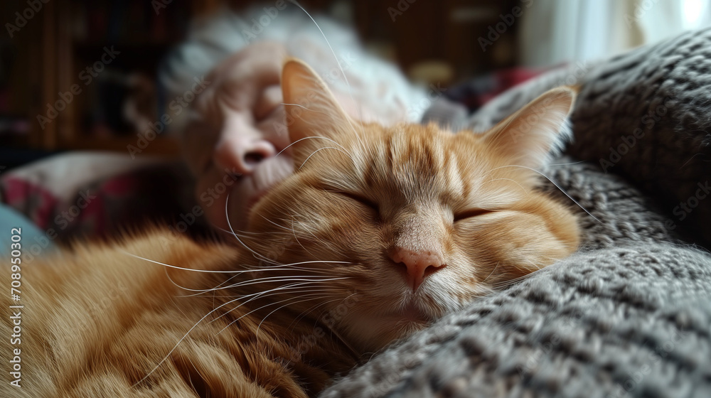Cat snuggling and cuddling with owner Stock Illustration | Adobe Stock