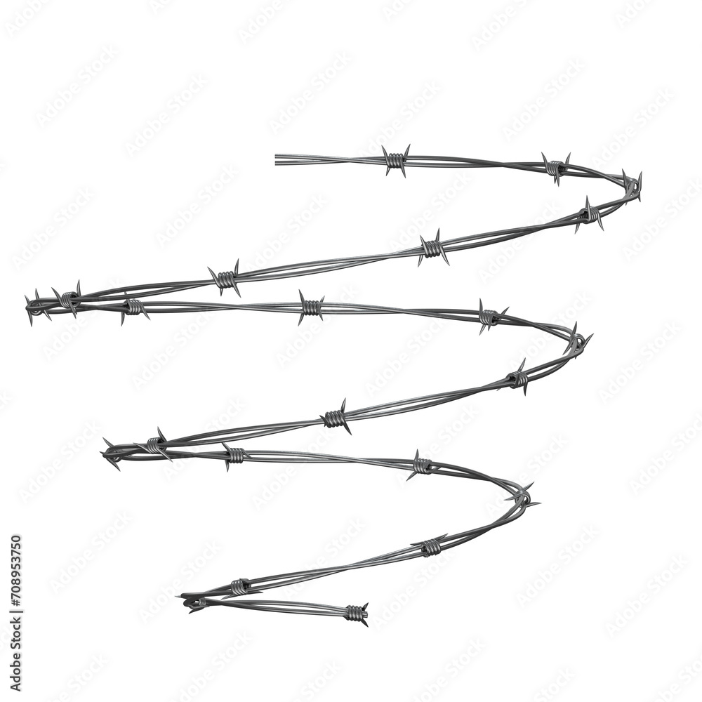 High-Resolution 3D Rendered Barb Wire Elements in 8K: Metallic Steel ...