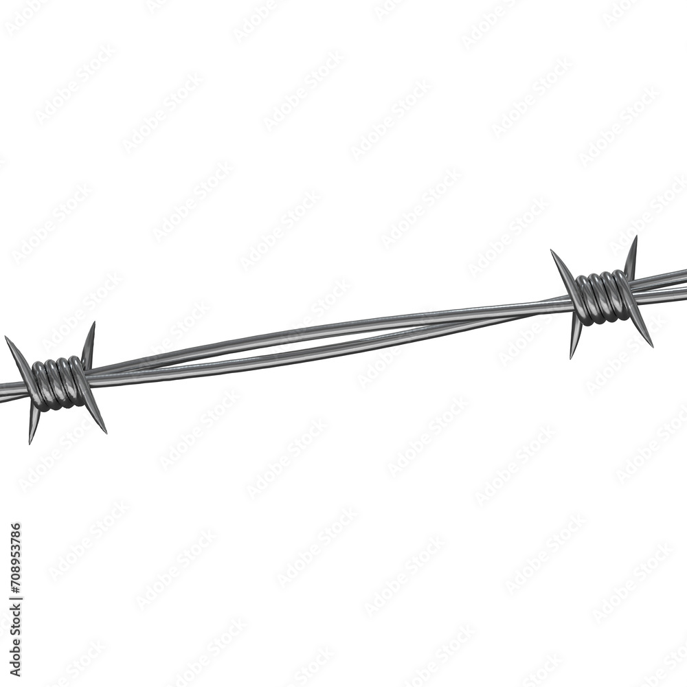 High-Resolution 3D Rendered Barb Wire Elements in 8K: Metallic Steel ...