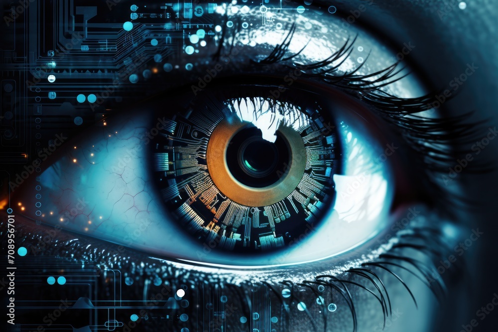 Sensor implanted chip into human eye.Artificial intelligence eye ...